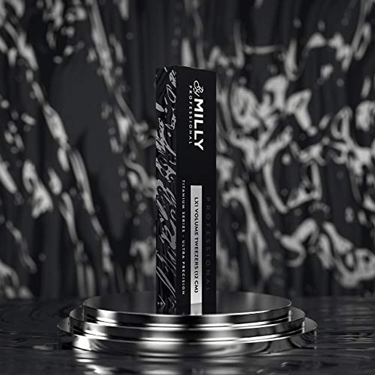 By MILLY Professional - Volume Eyelash Extension Tweezers - Lash Tweezers for Volume Pick-Up - Curved Precision Closure Tips - Titanium Coated Stainless Steel - 12 cm (4.72 inches)