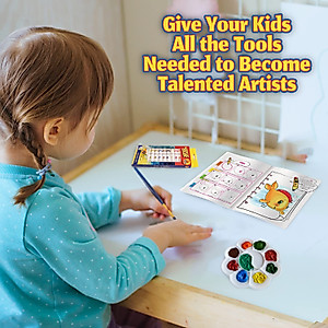 BFB Paint Set for Kids with Learn How to Draw Booklet - 32 Painting Supplies Kids Painting Kit, Premium Paint Kit for Children, Kids Paint Set Art and Painting Supplies Canvas Paint Set for Kids 7+