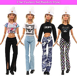 27 Pcs Doll Clothes and Accessories Including 8 Set Clothes Hooded Sport Suits Fashion Outfits Tops and Pants/Shorts with 15 Pairs of Shoes 4 Accessories for 11.5 Inch Dolls(Doll NOT Include)