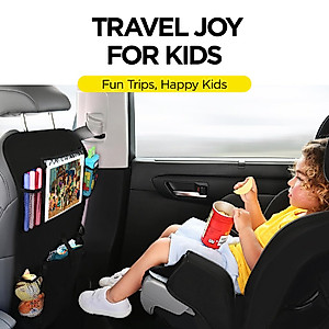 lebogner Car Seat Protector + Backseat Organizer With iPad and Tablet Holder, 5 Pocket Storage Car Seat Back Cover & Kick Mat Protector