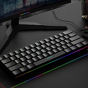 Fitlink Metal Keycaps Mechanical Gaming Keyboard with Blue Switches, Support USB Bluetooth Connection, 15 RGB LED Backlit, for Windows Mac PC(Black)