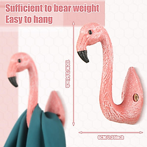 Yaocom 6 Pcs Cast Iron Flamingo Wall Hook Pink Flamingo Cast Iron Wall Hooks Flamingo Wall Mount Coat Hooks for Coats, Aprons, Hats, Towels