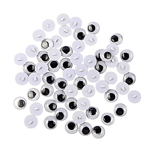 GSHLLO 200 Pcs Black Round Plastic Eyes Sew On Wiggle Eyes Back Sewing Eyes Animal Craft Eyes Button Stuffed Animal Making Supplies for Puppet 8 mm
