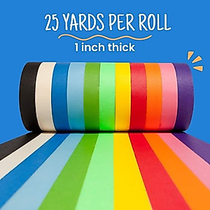 Craftzilla Colored Masking Tape – 11 Roll Multi Pack – 825 Feet x 1 Inch of Colorful Craft Tape – Vibrant Rainbow Colored Painters Tape – Great for Arts & Crafts, Labeling and Color-Coding