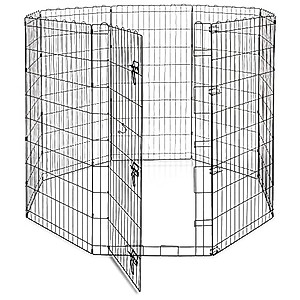 Amazon Basics Foldable Metal Exercise Pet Play Pen for Dogs, Single Door, 60 x 60 x 48 Inches, Black