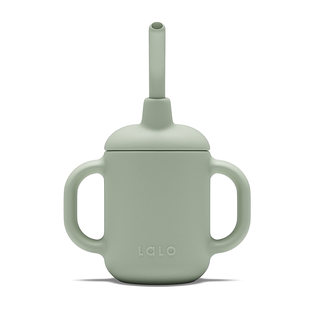 Lalo Little Cup, Non-Toxic Silicone Straw Cup with Handles - Baby and Toddler Sippy Cup - Mini Cup and Straw Training System, 4oz, Sage
