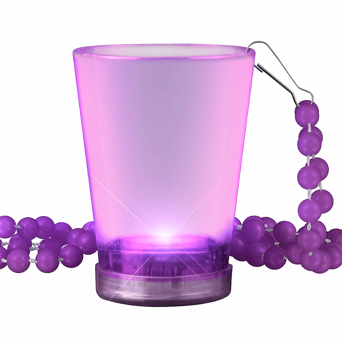 FlashingBlinkyLights 1.5 oz. Light Up Purple Shot Glasses on Purple Beads (12 pack)