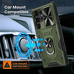 VEGO for Samsung Galaxy S23 Ultra Case, Galaxy S23 Ultra Case with Stand & Slide Camera Cover, Soft Microfiber Lining Sponge Cushion Bumper Kickstand Phone Case for Samsung S23 Ultra 6.8" 2023 - Green