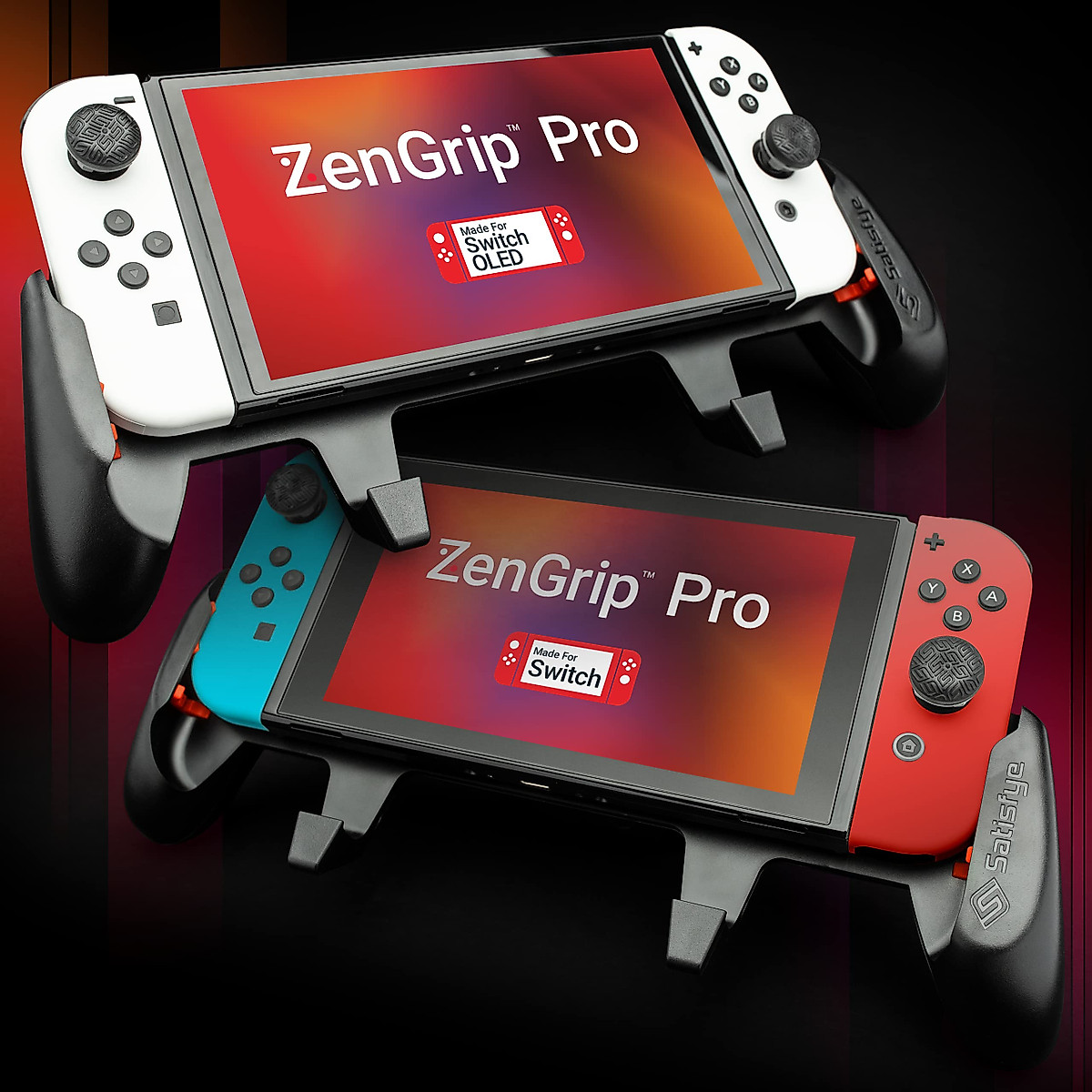 Satisfye – ZenGrip Pro Gen 3 OLED Slim Bundle, Accessories Compatible with Nintendo Switch - The Bundle includes: Black Pro Grip, Slim Case