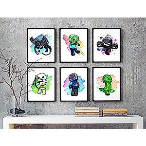 Waschbar Neon Gaming Posters for Boys Room Decor, Gaming Room Decor, Boys Room Decorations for Bedroom, Gamer Wall Art, Inspirational Posters for Video Game Room (Mining)