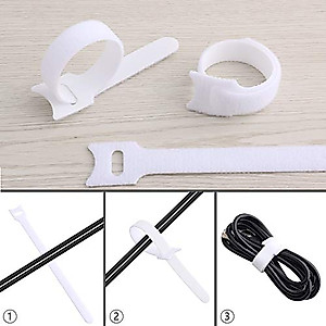 PASOW 60pcs Fastening Microfiber Cloth Cable Ties Wire Management (6/7/8 Inch, White)