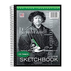 Roaring Spring "Rembrandt" Sketchbook, 11" x 8.5", 100 Sheets of Heavyweight 60 lb. White Drawing Paper, Spiral Bound
