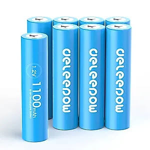 Deleepow AAA Rechargeable Batteries NiMH, 1100mAh High Capacity Pre-Charged Triple A Battery, 1.2V Low Self Discharge, Pack of 8