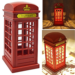 Anten Telephone Booth Vintage London Designed USB Charging LED Night Lamp Touch Sensor Table Desk Light Touch Panel Power-Saving Light Bedside Lamp
