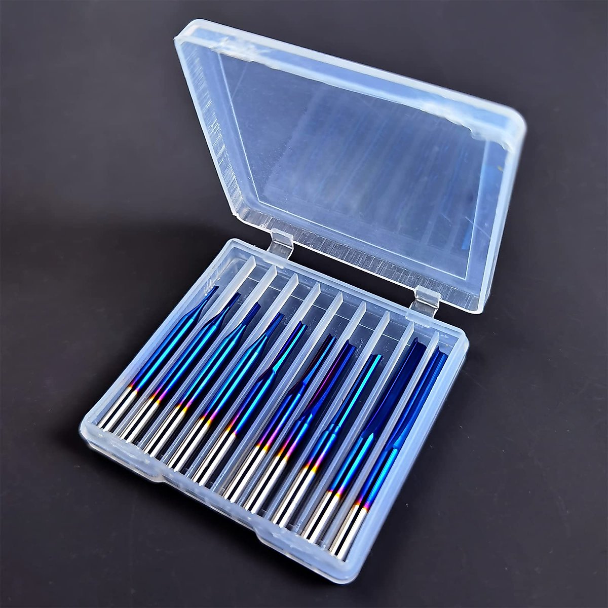 AnoleX CNC Router Bit Kits, 1/8” Shank Straight CNC Bits Nano Blue Coating Carbide Engraving Tool End Milling Cutter| 1/1.5/2/2.5/3.175mm, 10PCS