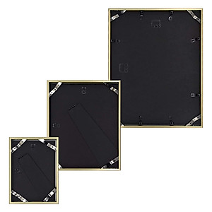 Golden State Art, 7 Pack, One 11x14, Two 8x10, and Four 5x7 Pictures. Aluminum Photos Frame for Wall or Tabletop Display (Gold)