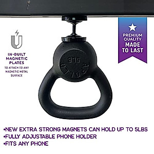 Magnetic Phone Mount - Mobile Gym - A Phone Holder for Videos - Double Sided Magnet – Extra STONG-Fits Any Phone GYM BUDDY (Black)