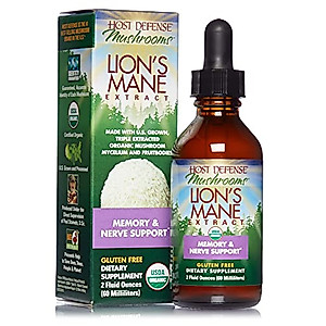 Host Defense, Lion's Mane Extract, Promotes Mental Clarity, Focus and Memory, Mushroom Supplement, Plain, 2 fl oz