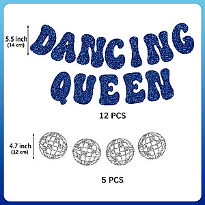 HOMEZZO Dancing Queen Party Decorations, Glitter Dancing Queen Disco Ball Banner Silver Fringe Banner for Mamma Mia Party Decorations Birthday Bridal Shower Bachelorette Wedding Party