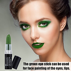 BowJian Green Eye Black Green Face Paint Stick Hunting Face Makeup Camo Face Body Paint Green Foundation Painted Eyes for SFX Clown Halloween Makeup Isplack Green Body Paint Eye Black Stick(Green)