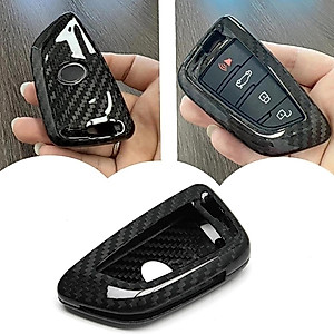 G Brand For Toyota GR Supra A90 TRD MK5 2019 2020 2021, Car Genuine Carbon Fiber Remote Smart Key Case Key Fob Case Holder Cover (Red, Black) (Black) 4.5*1.2*1.2