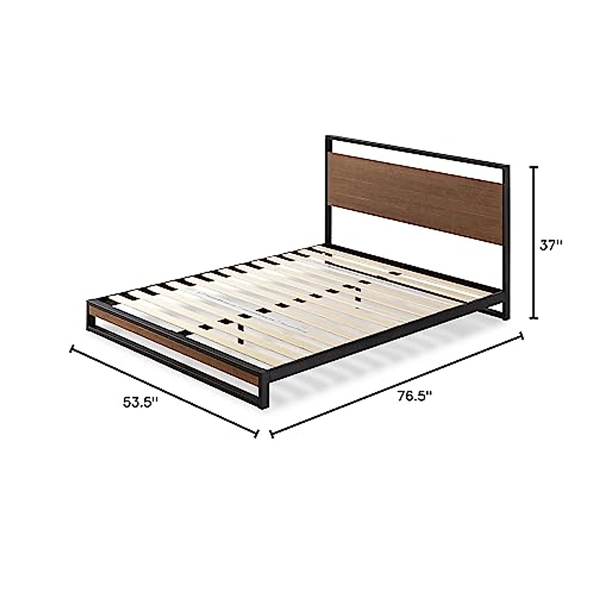 ZINUS Suzanne 37 Inch Bamboo and Metal Platform Bed Frame / Solid Steel Construction / No Box Spring Needed / Wood Slat Support / Easy Assembly, Chestnut Brown, Full