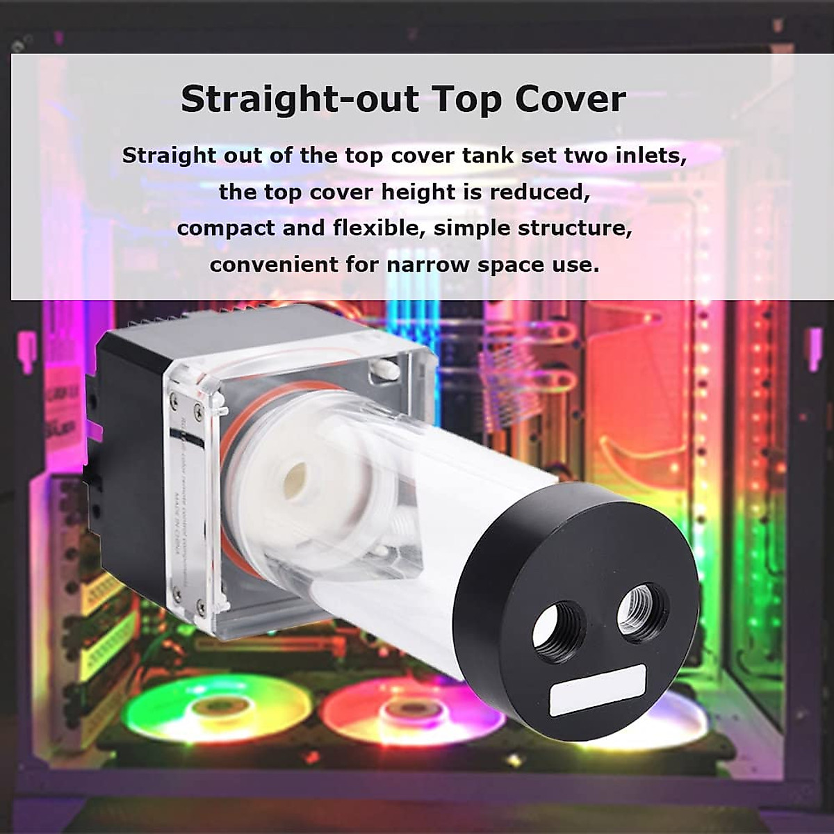 Pump/Reservoir Combo,800L/H PC Water Cooling Integrated Mute,G 1/4" Thread Port PC CPU Water Cooling System Heat Exchanger Tool(17cm-Black)