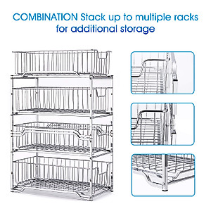Simple Trending Stackable 2-Tier Under Sink Cabinet Organizer with Sliding Storage Drawer, Chrome