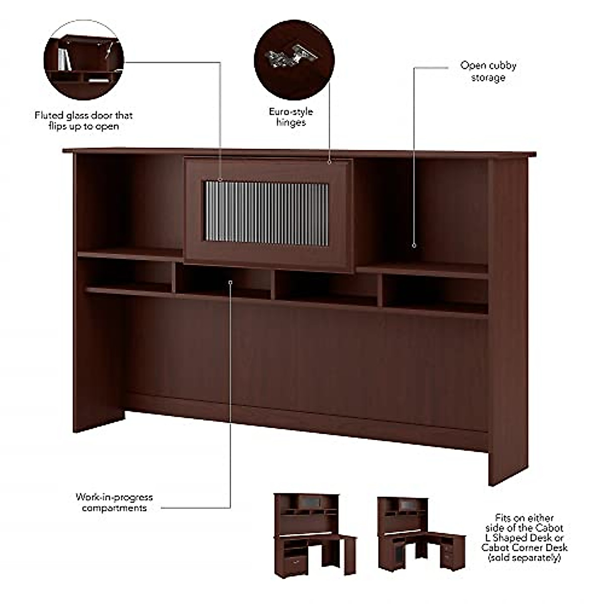 Bush Furniture Cabot 60W Hutch, Harvest Cherry