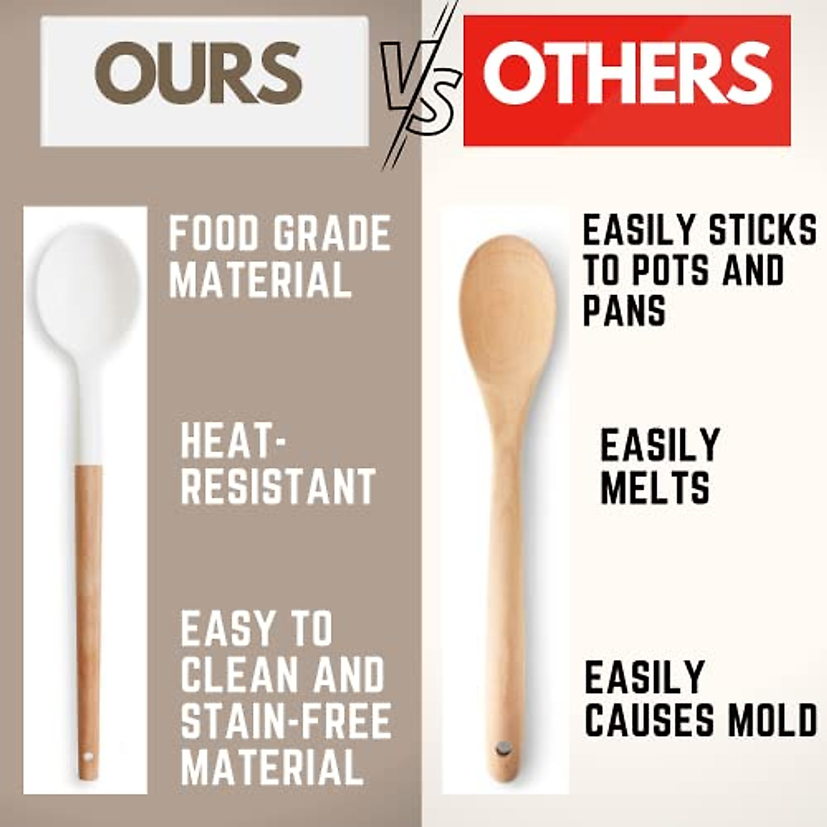 Silicone Kitchen Utensils Set | White Kitchen Utensils with Holder (11 PC) - Non Stick Kitchen Accesories for Cooking - White Kitchen Set with Wooden Handle by Five14