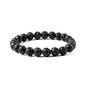 TIGERSTAR Natural Lava Rock Beads Bracelet,Stretch Elastic Bracelets,Adjustable Braided Rope Gemstone Bracelets for Men Women