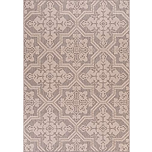 HOMEGNOME Indoor Outdoor Portico Area Rug (8'x10', Silver Grey)