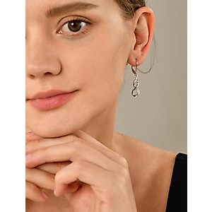 YL Dangle Drop Infinity Earrings 925 Sterling Silver Leverback Earrings 18K White Gold Jewelry for Women