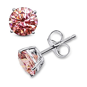 Oro Leoni 14K White Gold Simulated Morganite Stud Earrings, 7mm Round