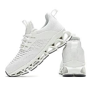 Wrezatro Women's Slip on Walking Running Shoes Blade Tennis Casual Fashion Sneakers Comfort Non Slip Work Sport Athletic Trainer White