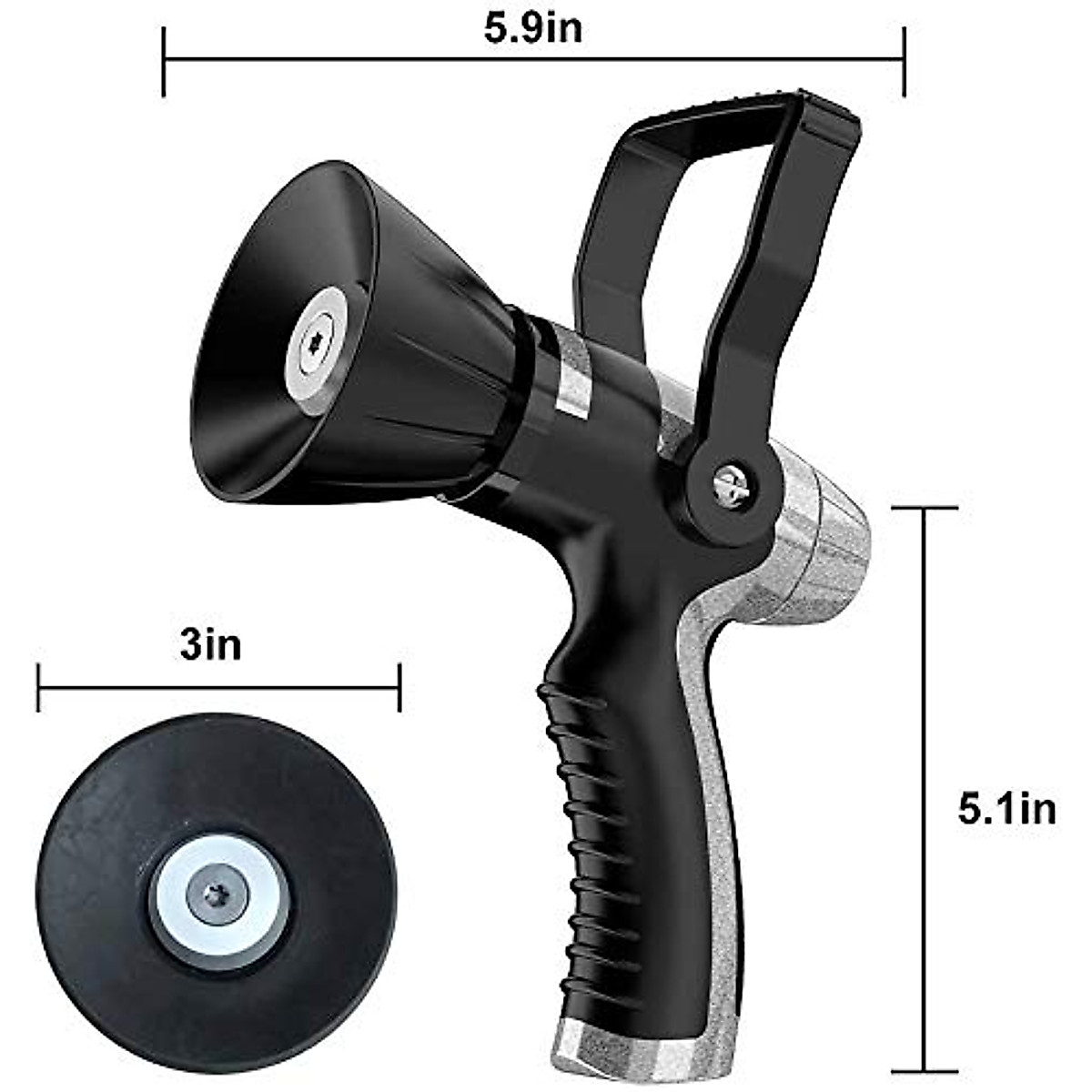 GUDWING Garden Hose Nozzle, Heavy Duty Metal Hose Sprayer Nozzle Hose Sprayer Water Hose Nozzle Perfect for Cleaning, Watering Garden Street, Washing Cars, Bathing Pets (Metal, Fireman Style Nozzle)