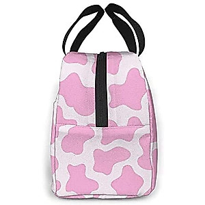 Lunch Bag Pink Cow Print Lunch Box Insulated Bag Tote Bag For Men/Women Work Travel