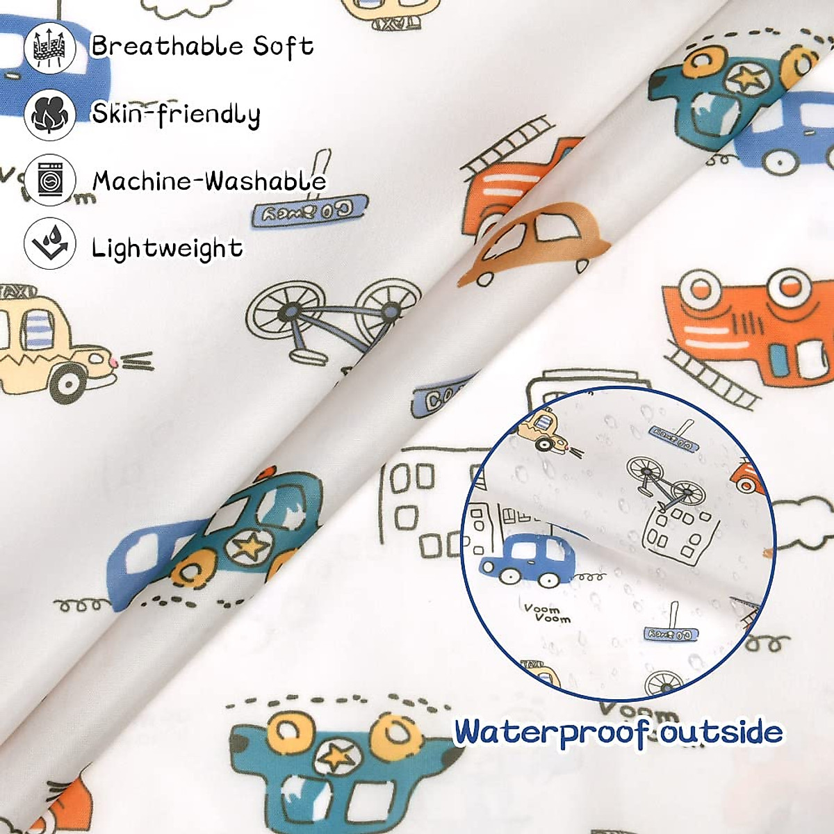 Vicloon Coverall Baby Feeding Bib, 2 In 1Weaning Bibs Attaches to Highchair and TableWeaning, Long Sleeve Bib with Waterproof, Baby Bibs for Feeding, Adjustable,Machine Washable(Car Pattern)