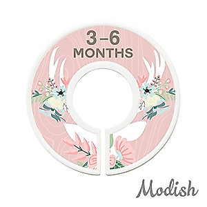 Modish Labels Baby Clothes Size Dividers, Baby Closet Organizers, Size Dividers, Baby Closet Organizers, Closet Dividers, Clothes Organizer, Girl, Woodland, Deer, Boho, Floral Antlers, Flowers (Baby)