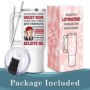 LOTWATEGO Mom Gifts - Christmas Gifts For Mom - Mothers Day Mug - Mother Mug Gifts for Mom from Daughter Son - Mom Birthday Gifts - New Mom Gifts for Women - You're A Great Mom Tumbler With Handle