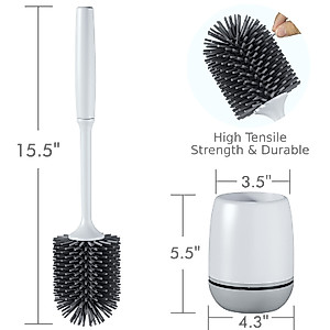 Toilet Brush, 2 Pack Toilet Bowl Brush and Holder with Ventilated Holder, Bathroom Accessories Toilet Bowl Cleaners with Silicone Bristles, Cleaning Supplies Toilet Cleaner Brush for Deep Cleaning
