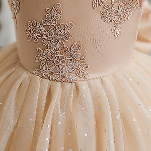 NNJXD Baby Girl Lace Princess Dress Pageant Party Bowknot Toddler Girls Ball Gown 2007 Yellow Size(110) 3-4 Years