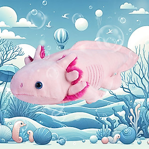 Roqei Axolotl Plush - Soft Axolotl Stuffed Animal Plush Toy,19 Inch Cute Salamander Plush Pillow, Kawaii Plushie Toy, Axolotl Gifts for Kids and Youth (Pink)