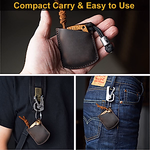 VIPERADE PJ27 Leather Sheath for EDC Knuckle, EDC Coins Sheath for Men, Small EDC Leather Sheath for Lighter, Car key, Carabiner, Mini EDC Gears (Brown)