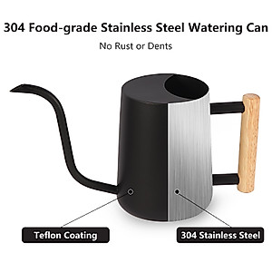 GUKJOB Plant Watering Can,35oz Metal Watering Can,Stainless Steel Watering Can Indoor Plants with Long Curved Spout,Small Watering Can for Indoor Plants,Bonsai Outdoor Garden Modern Decorative(Black)