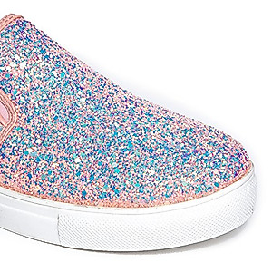 J. Adams Glimmer Sneakers for Women - Casual Glam Slip On Walking Shoes - Pink Glitter - 8