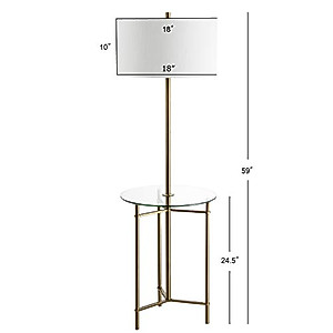 JONATHAN Y JYL3059A Charles 59" Metal/Glass LED Side Table and Floor Lamp Contemporary,Transitional for Bedrooms, Living Room, Office, Reading, Brass