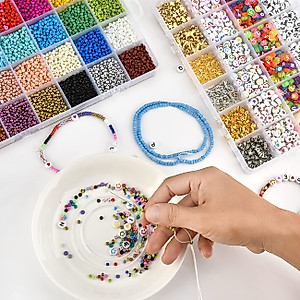 OIZEN 12000 Pcs DIY Glass Seed Beads for Jewelry Making Kit Bracelets Necklace Ring Making Kits Letter Alphabet Beads Art and Craft