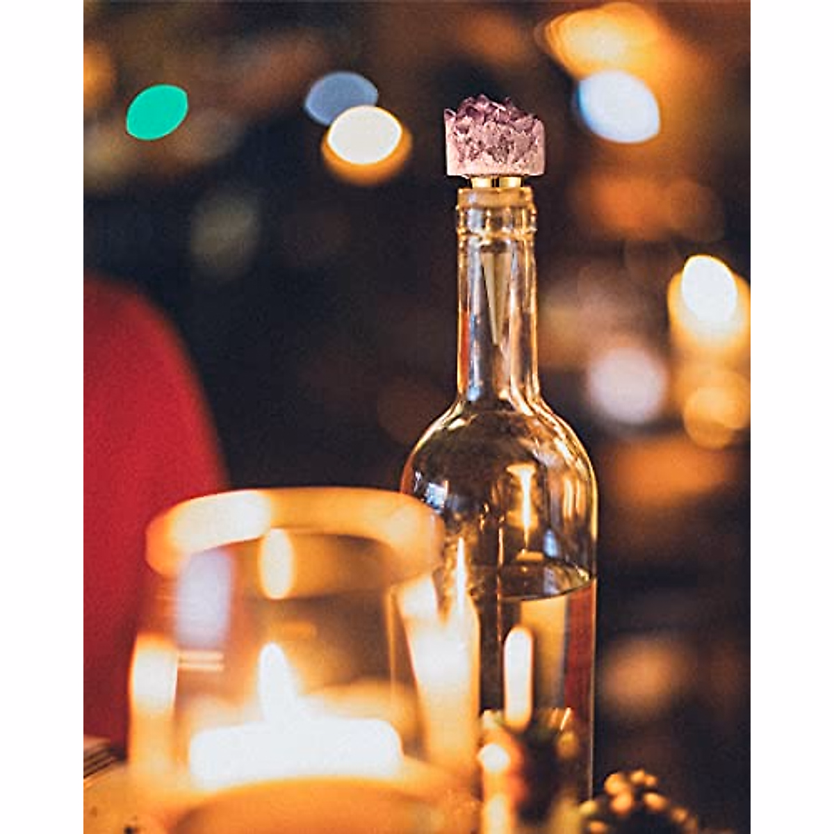 Crystal Wine Bottle Stoppers Natural Gemstone Wine Saver with Gift Box for Parties Wedding & Decoration (Amethyst Druzy)