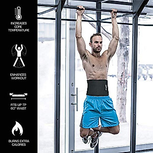 Aduro Waist Trainer for Men Women 12" Sweat Belt Waist Trimmer Stomach Slimming Body Shaper Exercise Equipment Adjustable Belt (Black)